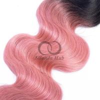 China T1B Pink Body Wave Remy Human Hair Bundles 10-28 Inch Brazilian Sew In Weave 3 Bundles for sale