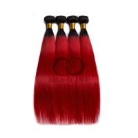 China Straight Remy Human Hair Bundles #T1B Red Brazilian Weave 10-28 Inch 3 Bundles for sale