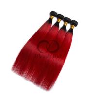 China Straight Remy Human Hair Bundles #T1B Red Brazilian Weave 10-28 Inch 3 Bundles for sale