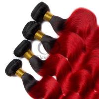 China T1B Red Body Wave Remy Human Hair Bundles 3 Bundles Per Set 10 to 28 Inch Brazilian Sew In Weave for sale