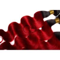 China T1B Red Body Wave Remy Human Hair Bundles 3 Bundles Per Set 10 to 28 Inch Brazilian Sew In Weave for sale