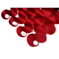 China T1B Red Body Wave Remy Human Hair Bundles 3 Bundles Per Set 10 to 28 Inch Brazilian Sew In Weave for sale