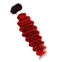 China T1B Red Deep Wave Remy Human Hair Bundles 10-28 Inch Brazilian Sew In Weave 3 Bundles for sale