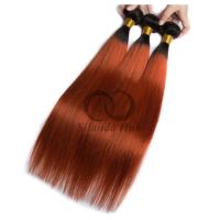 China Straight Remy Human Hair Bundles #T1B Ginger Brazilian Weave 10-28 Inch 3 Bundles for sale