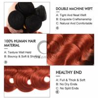 China Remy Human Hair Body Wave Bundles 10-28 Inch Brazilian Sew In Weave #T1B Ginger for sale