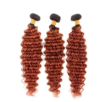 China T1B Ginger Deep Wave Remy Human Hair Bundles 3 Bundles Per Set 10 to 28 Inch Brazilian Sew In Weave for sale
