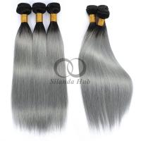 China Straight Remy Human Hair Bundles #T1B Grey Brazilian Weave 10-28 Inch 3 Bundles for sale
