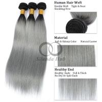 China Straight Remy Human Hair Bundles #T1B Grey Brazilian Weave 10-28 Inch 3 Bundles for sale