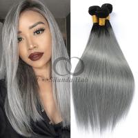 China Straight Remy Human Hair Bundles #T1B Grey Brazilian Weave 10-28 Inch 3 Bundles for sale