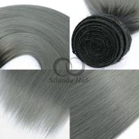 China Straight Remy Human Hair Bundles #T1B Grey Brazilian Weave 10-28 Inch 3 Bundles for sale