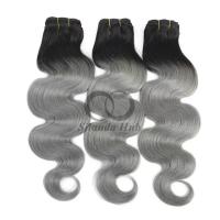 China T1B Grey Body Wave Remy Human Hair Bundles Sew In Weave Brazilian 10-28 Inch 3 Bundles for sale