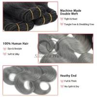 China T1B Grey Body Wave Remy Human Hair Bundles Sew In Weave Brazilian 10-28 Inch 3 Bundles for sale