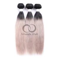China Straight Remy Human Hair Bundles #T1B Grey Brazilian Weave 10-28 Inch 3 Bundles for sale