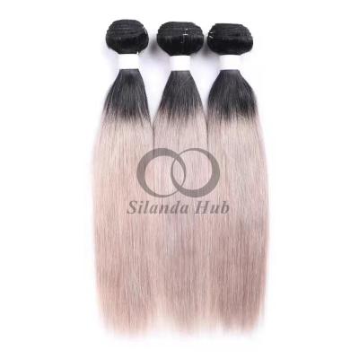 China Straight Remy Human Hair Bundles #T1B Grey Brazilian Weave 10-28 Inch 3 Bundles for sale