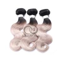 China T1B Grey Body Wave Remy Human Hair Bundles Sew In Weave Brazilian 10 28 Inch 3 Bundles for sale
