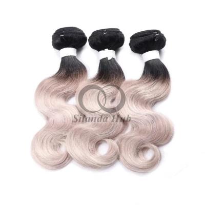 China T1B Grey Body Wave Remy Human Hair Bundles Sew In Weave Brazilian 10 28 Inch 3 Bundles for sale
