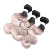 China T1B Grey Body Wave Remy Human Hair Bundles Sew In Weave Brazilian 10 28 Inch 3 Bundles for sale
