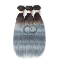 China Straight Remy Human Hair Bundles #T1B Grey Brazilian Weave 10-28 Inch 3 Bundles for sale