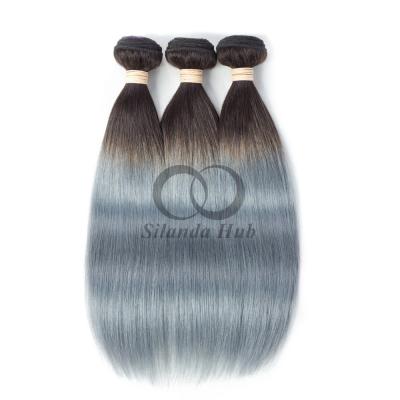 China Straight Remy Human Hair Bundles #T1B Grey Brazilian Weave 10-28 Inch 3 Bundles for sale