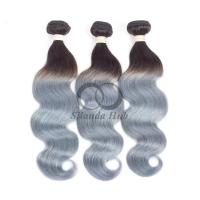 China T1B Grey Body Wave Remy Human Hair Bundles 10-28 Inch Brazilian Sew In Weave 3 Bundles for sale