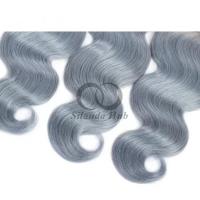 China T1B Grey Body Wave Remy Human Hair Bundles 10-28 Inch Brazilian Sew In Weave 3 Bundles for sale