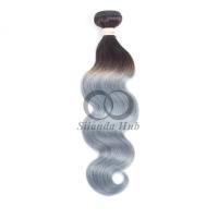 China T1B Grey Body Wave Remy Human Hair Bundles 10-28 Inch Brazilian Sew In Weave 3 Bundles for sale