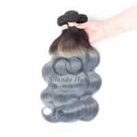 China T1B Grey Body Wave Remy Human Hair Bundles 10-28 Inch Brazilian Sew In Weave 3 Bundles for sale