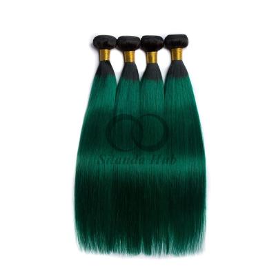 China Straight Remy Human Hair Bundles #T1B Green Brazilian Weave 10-28 Inch 3 Bundles for sale