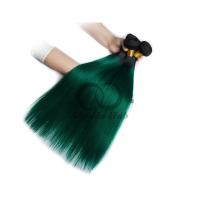 China Straight Remy Human Hair Bundles #T1B Green Brazilian Weave 10-28 Inch 3 Bundles for sale