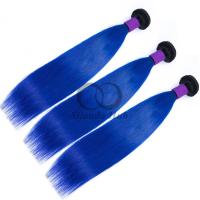 China T1B Blue Straight Remy Human Hair Bundles Sew In Weave Brazilian 3 Bundles 10-28 Inch for sale