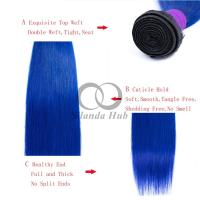 China T1B Blue Straight Remy Human Hair Bundles Sew In Weave Brazilian 3 Bundles 10-28 Inch for sale