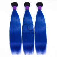 China T1B Blue Straight Remy Human Hair Bundles Sew In Weave Brazilian 3 Bundles 10-28 Inch for sale