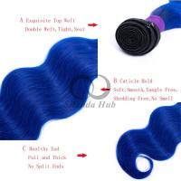 China T1B Blue Body Wave Remy Human Hair Bundles 3 Bundles Per Set 10 to 28 Inch Brazilian Sew In Weave for sale