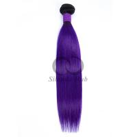 China Brazilian Remy Human Hair Bundles Straight #T1B Purple 10-28 Inch Double Wefted Sew In for sale