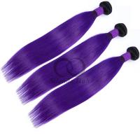 China Brazilian Remy Human Hair Bundles Straight #T1B Purple 10-28 Inch Double Wefted Sew In for sale