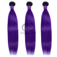 China Brazilian Remy Human Hair Bundles Straight #T1B Purple 10-28 Inch Double Wefted Sew In for sale