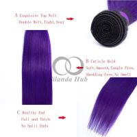 China Brazilian Remy Human Hair Bundles Straight #T1B Purple 10-28 Inch Double Wefted Sew In for sale
