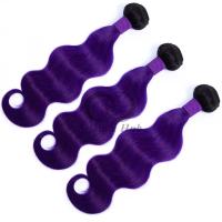 China T1B Purple Body Wave Remy Human Hair Bundles 10-28 Inch Brazilian Sew In Weave 3 Bundles for sale