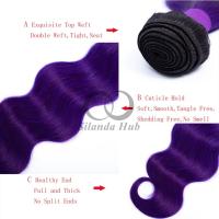 China T1B Purple Body Wave Remy Human Hair Bundles 10-28 Inch Brazilian Sew In Weave 3 Bundles for sale