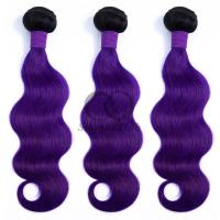China T1B Purple Body Wave Remy Human Hair Bundles 10-28 Inch Brazilian Sew In Weave 3 Bundles for sale