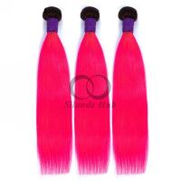 China Straight Remy Human Hair Bundles #T1B Pink Brazilian Weave 10-28 Inch 3 Bundles for sale