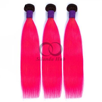 China Straight Remy Human Hair Bundles #T1B Pink Brazilian Weave 10-28 Inch 3 Bundles for sale