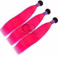 China Straight Remy Human Hair Bundles #T1B Pink Brazilian Weave 10-28 Inch 3 Bundles for sale