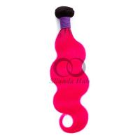 China T1B Pink Body Wave Remy Human Hair Bundles 3 Bundles Per Set 10 to 28 Inch Brazilian Sew In Weave for sale