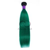 China Remy Human Hair Bundles Straight #T1B Green Brazilian Weave 10-28 Inch 3 Bundles for sale