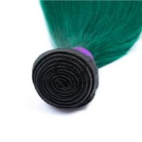 China Remy Human Hair Bundles Straight #T1B Green Brazilian Weave 10-28 Inch 3 Bundles for sale