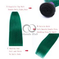 China Remy Human Hair Bundles Straight #T1B Green Brazilian Weave 10-28 Inch 3 Bundles for sale