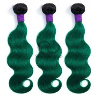 China Remy Human Hair Body Wave Bundles #T1B Green 10-28 Inch Sew In Weave Brazilian 3 Bundles for sale