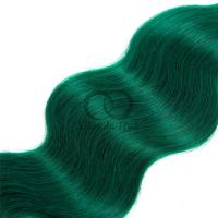 China Remy Human Hair Body Wave Bundles #T1B Green 10-28 Inch Sew In Weave Brazilian 3 Bundles for sale