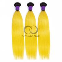 China T1B Yellow Straight Remy Human Hair Bundles Sew In Weave Brazilian 3 Bundles 10-28 Inch for sale